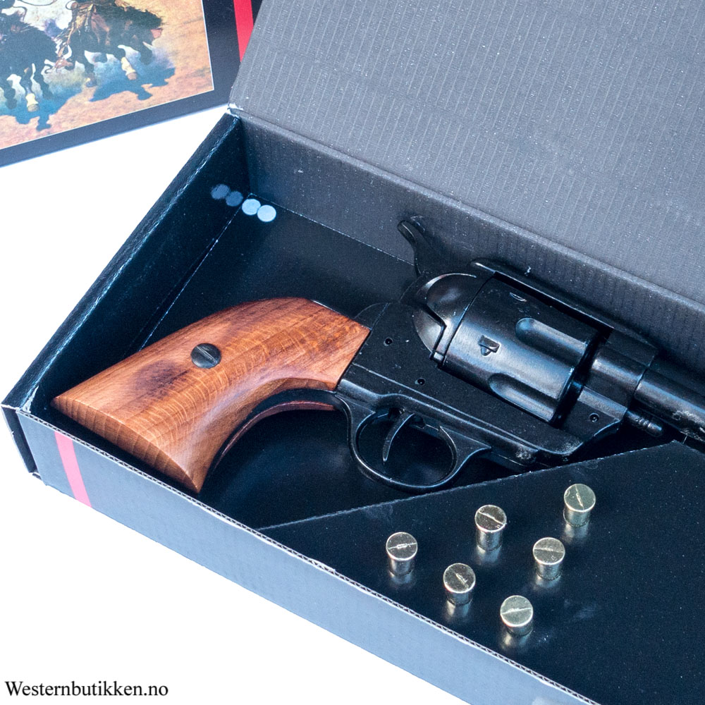 Colt Peacemaker 45 kaliber revolver - Sort m/patroner | Westernbutikken ...